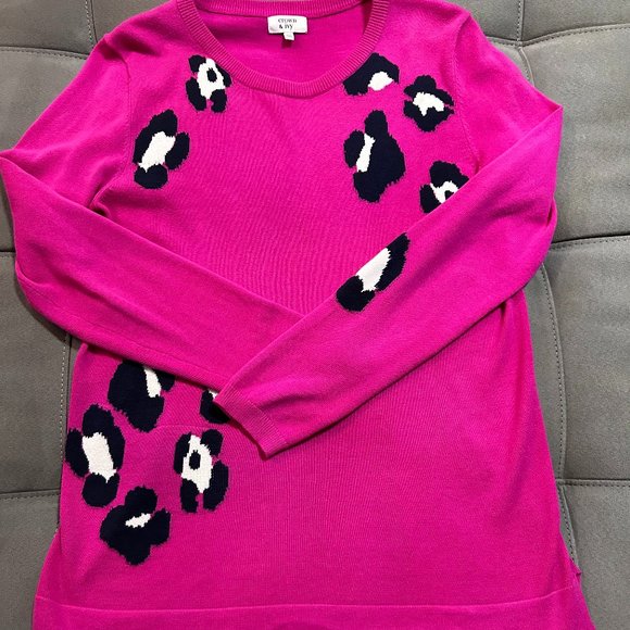 crown & ivy | Sweaters | Crown Ivy Hot Pink Leopard Print Sweater ...